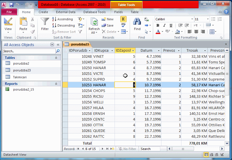 abc Microsoft ACCESS - Filtriranje po obrascu /FILTER BY FORM/