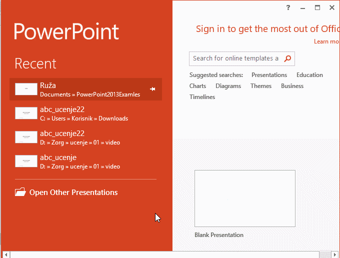 abc PowerPoint 2013 tutorial - Otvaranje fajla /OPEN FROM COMPUTER/