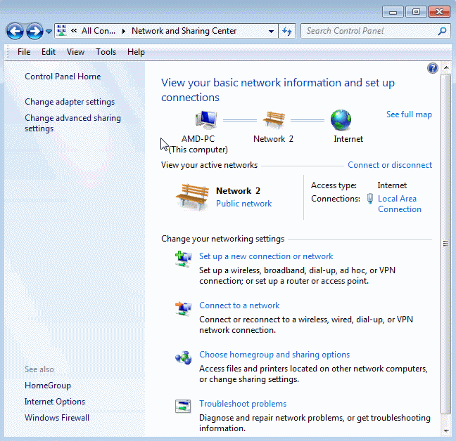 CONTROL PANEL - Parametri povezivanja u lokalnu mrežu /LOCAL AREA CONNETION/