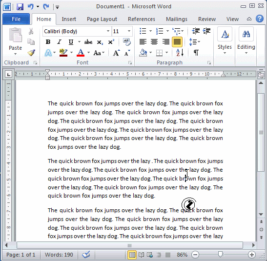 WORD2010 - PARAGRAPH - INDENT LEFT SIDE from RIBBON