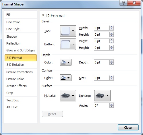 WORD2010 - SHAPE - 3D FORMAT